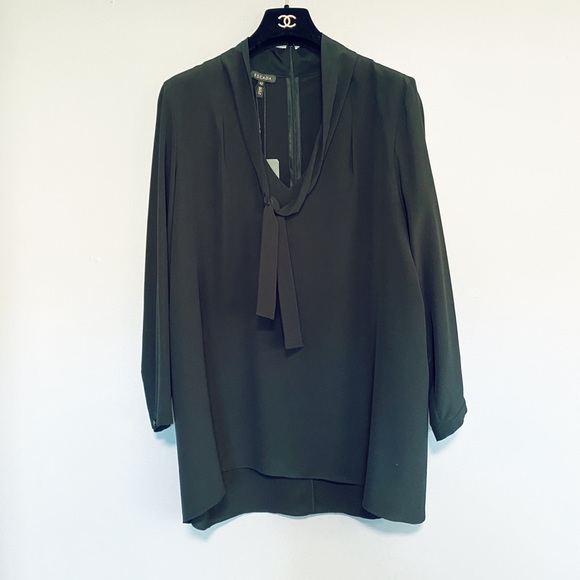 Escada | Tops | Escada Tie Neck Silk Blouse In Black | Poshmark